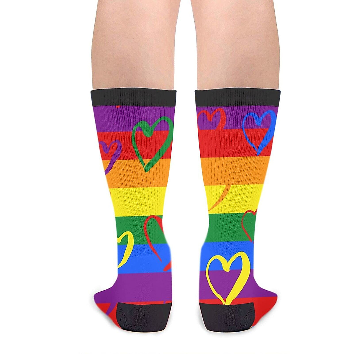 Jedenkuku Gay Pride Rainbow Colored Valentine Heart Novelty And Interesting Socks For Men And Women