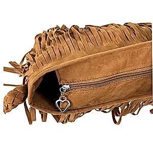 BYMEE Hippie Suede Fringe Tassel Crossbody Bag for Women western Hobo Shoulder Bag Vintage Messenger Bag (Coffee)