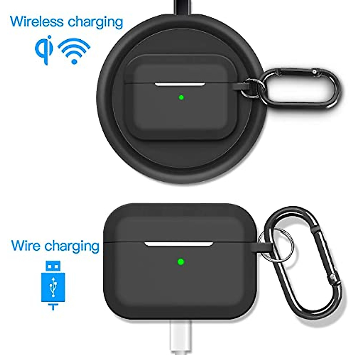 Airpods Pro Case Cover,Doboli Silicone Protective Case for Apple Airpod Pro (Front LED Visible) Black