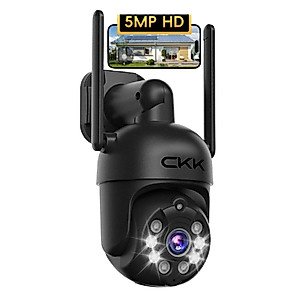 [3K Security Camera Outdoor] Color Night Vision, Wireless PTZ Cameras for Home Auto Tracking, IP66 2-Way Audio,3K WiFi Camera for Indside/Outside Security,Human Detection, 360° View,C102
