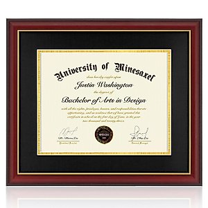 Minesaxel 15x18 Diploma Frames with 11x14 Black Mat Display Documents 11 x 14 or 15 x 18 without Mat, 14x11 Cherry Red Frame for Wall Mounting