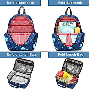 CAMTOP Backpack for Kids, Boys Preschool Backpack with Lunch Box Toddler Kindergarten School Bookbag Set (Galaxy Blue)