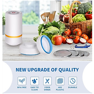 Electric Mason Jar Vacuum Sealer Kit for Regular and Wide Mouth Mason Food Jars, Canning Sealer with Electric Portable Vacuum Pump and Vacuum Seal Bags for Food Storage and Fermentation