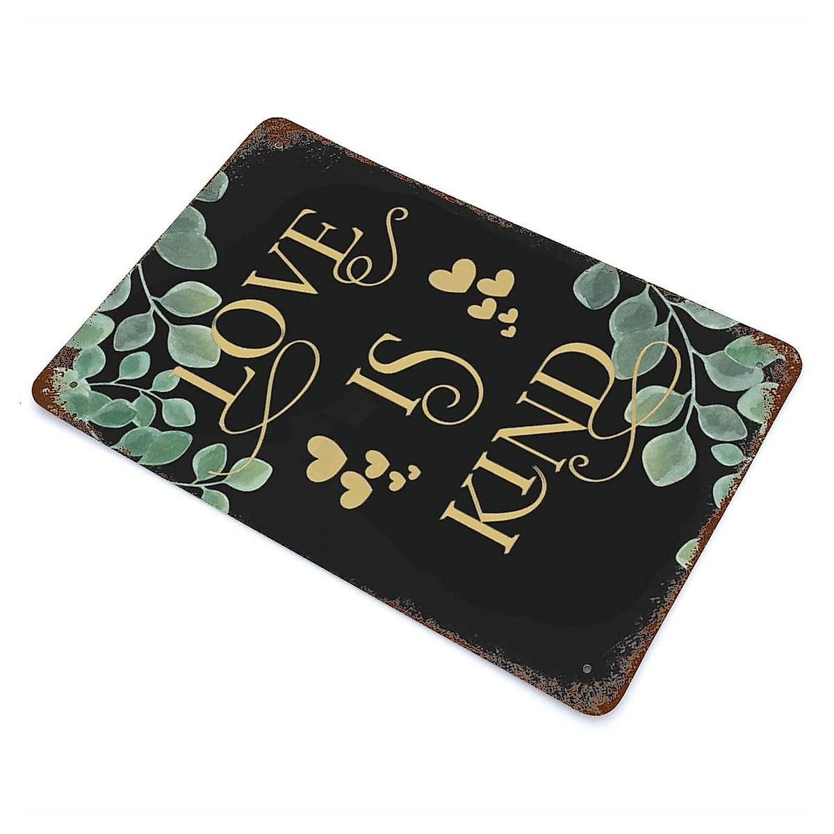 JPKIROZR retro Bible Verse Art Love Is Kind Eucalyptus tin sign metal poster wall plaque decoration bar cafe home garage cave club garden plant wall art minimalist decor, white-style-2, 11.8'x7.9'