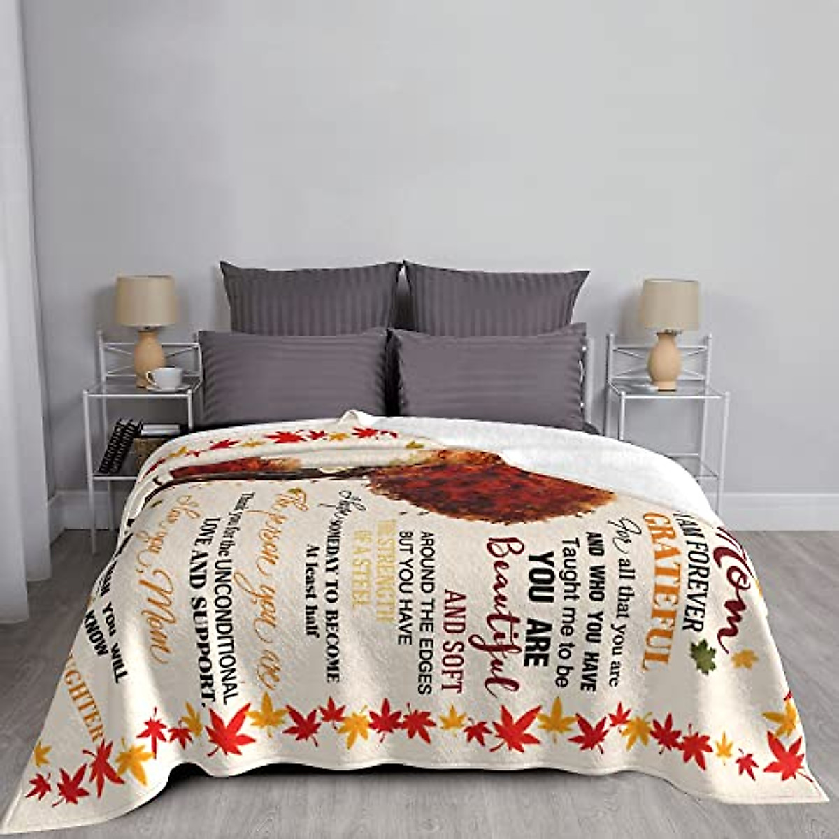 SHELABS to My Mom Blanket Mother Gifts from Daughter Throw Blanket for Bed Couch Sofa Birthday for Your Mother Warm Fleece Blanket Talking Love to Mom, 50x60inch