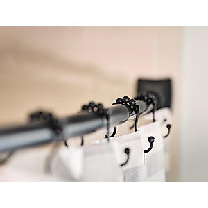 Moen Triva Matte Black Adjustable 54 to 60-Inch Curved Shower Rod, Wall Mounted Permanent Shower Curtain Rod for Bathroom, CSR2168BL