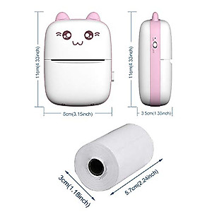 Portable Printer, Mini Pocket Printer, Mini Thermal Printer,200DPI Wireless Bluetooth BT 4.0 Photo Printer, Label Memo Receipt Paper Smart Printer with 1 Roll Thermal Paper (Blue)