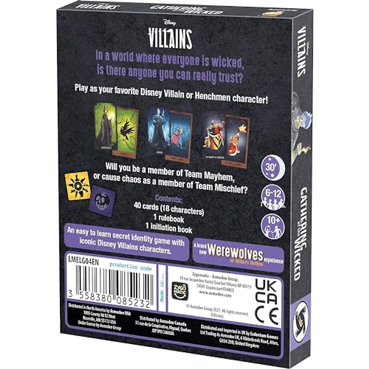 Disney Villains Gathering of The Wicked Party Game | Horror Card Game | Strategy Game for Adults and Family | Ages 10+ | 8-18 Players | Average Playtime 30 Minutes | Made by Zygomatic