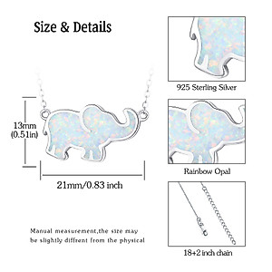 CUOKA MIRACLE Elephant Necklace for Women 925 Sterling Sliver White Opal Elephant Necklace Lucky Elephant Pendant Elephant Jewelry for Women Birthday Holiday Gift