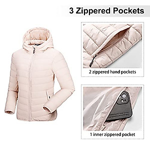Outdoor Ventures Women's Packable Lightweight Full-Zip Puffer Jacket with Hood Quilted Winter Coat