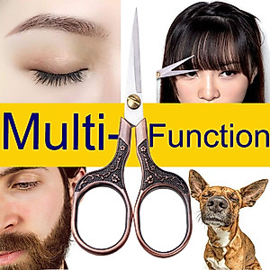 2pcs Vintage Stainless Steel Cuticle Precision Embroidery Scissors Beauty Grooming for Nail, Facial Hair, Eyebrow, Eyelash, Nose Hair, Moustache, Manicure Crochet Threading Tool