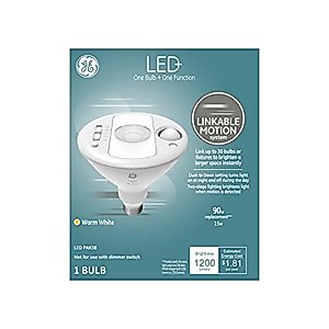 GE Lighting LED+ Outdoor Security Flood Light Bulb with Motion Sensor, Warm White, Dusk to Dawn Setting, Medium Base, 90 Watt Replacement, 1 Count (Pack of 1)
