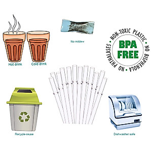 Dakoufish 13 Inch Reusable Clear Tritan Straws Extra Long for 32 OZ-100 OZ Tall Water Bottle Mug Tumblers Rambler Mason Jar 12packs with One Brush (13inch,Clear)