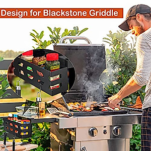 Griddle Caddy for 28" 36" Blackstone Griddle, DEWVIE No Drilling Removable Grill Caddy BBQ Accessories Space Saving Storage Box Organizer