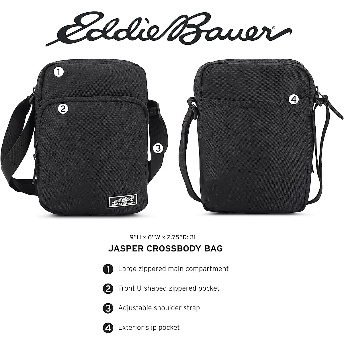 Eddie Bauer Jasper Crossbody Bag | Everyday Carry | Lightweight | Travel | Adjustable | 3L, Dark Plum, One Size