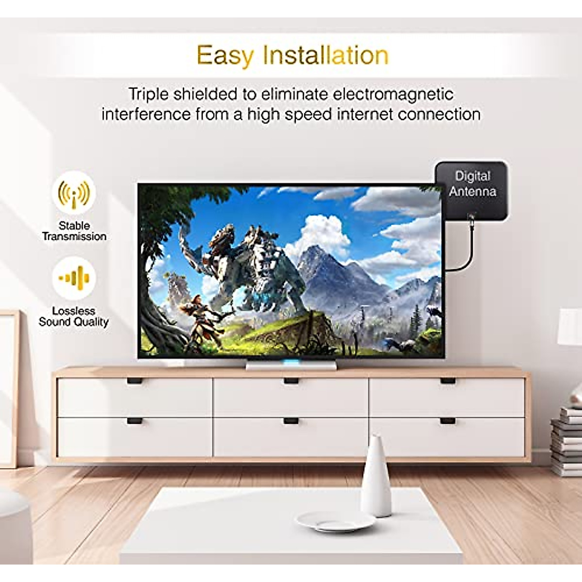 BlueRigger RG6 Digital Coaxial Audio Video Cable (10FT, Male F Type Connector, Triple Shielded) – Coax Cable for HDTV, CATV, DVB-T2/C/S, Cable Modem, Radio, Satellite Receivers