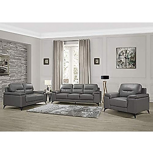 Homelegance 67" Leather Loveseat, Dark Gray