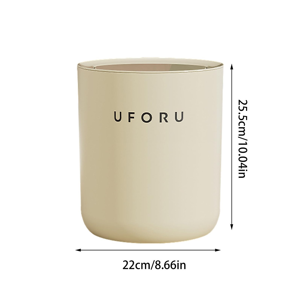 PPUMP Living Room Garbage Can, Round Trash Bin,Trash Can with Lid, Small Kitchen Garbage Can Cream Color, Vanity Wastebasket Trash Bin, Trash Bin, Cute Modern Waste Basket for Living Room Toilet