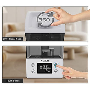 2.4L Air Humidifiers for Bedroom Baby - 26dB Quiet Cool Mist Air Humidifier for Nursery & Plants, Top Fill Air Humidifier Lasts Up to 30 Hours, Auto Shut-Off, Easy to Fill and Clean