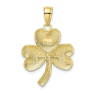 FB JEWELS 10K Yellow Gold 3 Leaf Clover High Polish and 2D Pendant