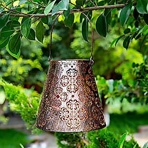 Hanging Solar Powered Lantern Light Outdoor Decor Light with Handle,Waterproof Lantern Decoration for Ceiling Porch Yard Tree Fence Garden Patio,Retro Decorative for Halloween Christmas Holiday Party