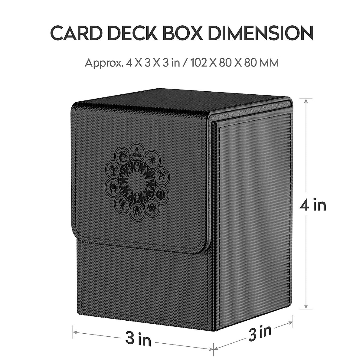 MIXPOET Deck Box compatible with MTG Cards, Trading Card Case with 2 Dividers per Holder, Large Size for 100+ Cards (Elementals-Black)
