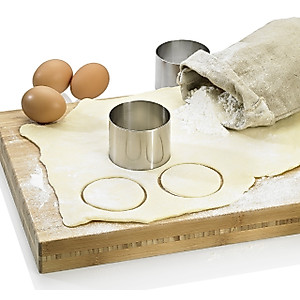 LURCH Germany Stainless Steel Food Rings with Pusher and Lifter | Cake or Cooking Ring | Round Dessert Mold Ø 2.9 inches / 7.5 cm - Set of 6 Round Forms