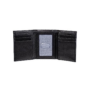 Amazon Essentials Men's Vertical Trifold Leather Wallet, Black, One Size