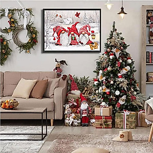 WUSARPLY Christmas Stamped Cross Stitch Kits - Gnome Counted for Beginners Adults Needlepoint Cross-Stitch Patterns Dimensions Needlecrafts Embroidery Arts and Crafts 11.8''x15.8''