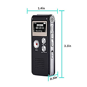 Digital Voice Recorder 16GB Voice Recorder with Playback for Lectures - USB Rechargeable Dictaphon Upgraded Small Tape Recorder