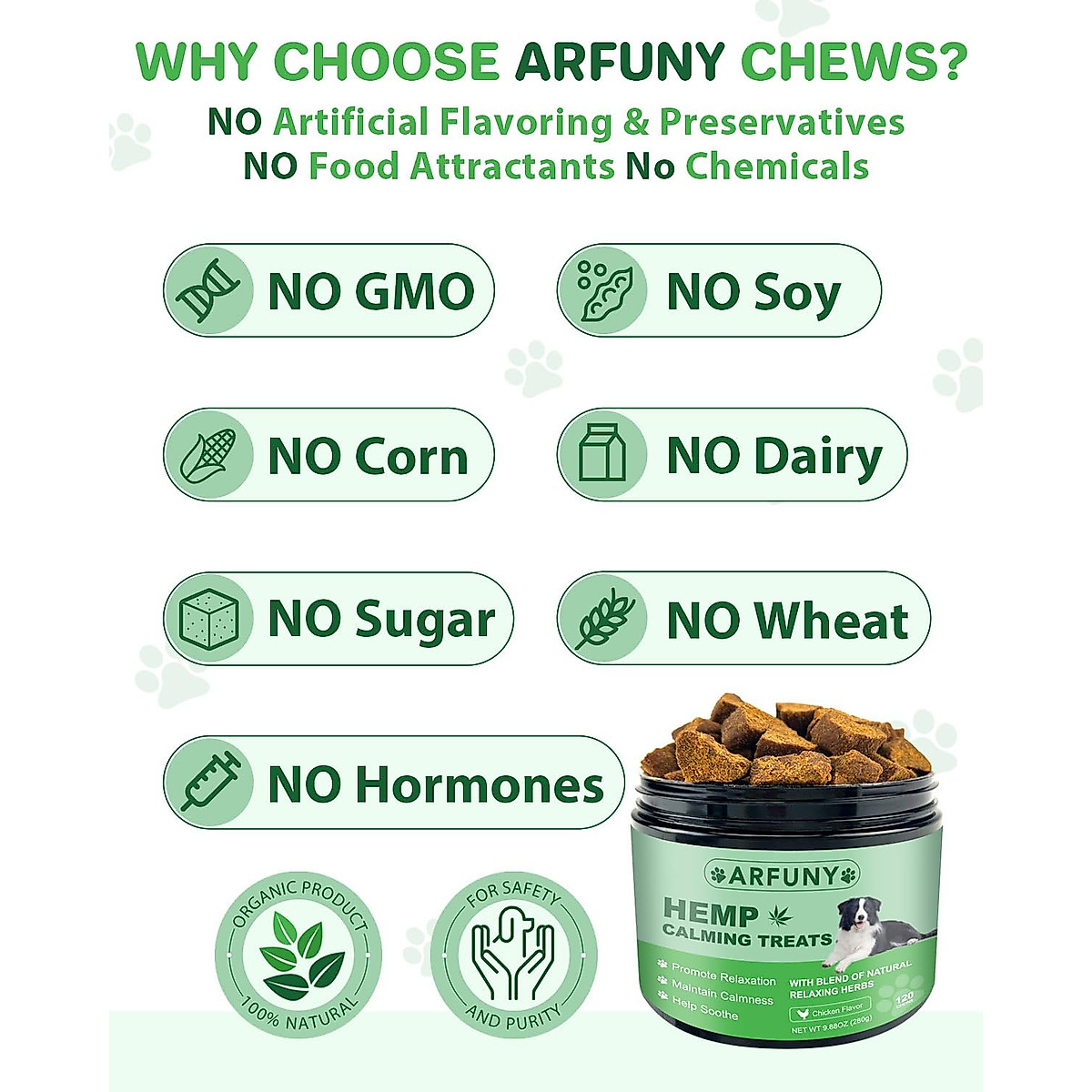 Hemp Calming Chews for Dogs - Dog Calming Treats - Dog Calming Chews - with Valerian Root, Melatonin - Calming Treats for Dogs - Helps with Thunder, Fireworks, Travelling - 120 Chews, Chicken Flavor