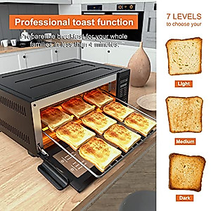 Air Fryer Toaster Oven Combo - Fabuletta 10-in-1 Countertop Convection Oven 1800W, Flip Up & Away Capability for Storage Space, Oil-Less Air Fryer Oven Fit 12" Pizza, 9 Slices Toast, 5 Accessories