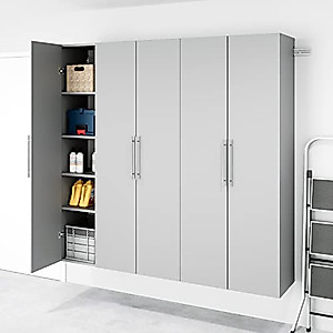 Prepac HangUps Narrow Wall Mounted Garage Storage Cabinet, Tall Storage Organizer Cabinet, 15" W x 72" H x 16" D, Light Gray