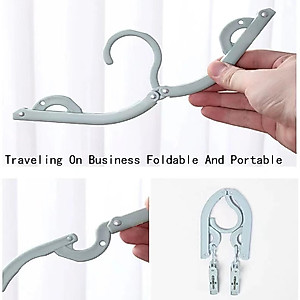 12 Pcs Hangers with 24 Pcs Clips, Folding Clothes Hangers Portable Pants Hangers - Organizer Bag for Travel