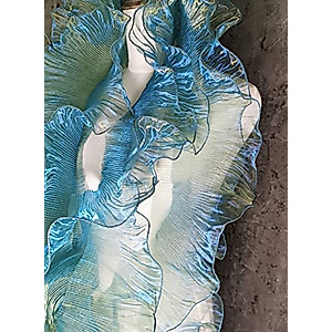 400 Inches Organza Ruffled Fabric Ruffle Lace Border Lace Fabric for Crafts and Cake Decoration, 11 Yards (Gradient Yellow Blue)