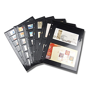MUDOR Vario Stamp Pages for Stamp Album Binder, 10 Sheet (20 Page) 1 Row Pages for Stamp Collectors, Professional Pack (1 Row)