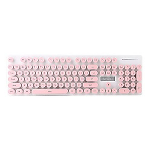 Wireless Keyboard Mouse Set, Mechanical Feel Comfortable Typing Wireless Gaming Keyboard Mouse Combo 104 Keys with No Delay for PC Laptop Tablet Desktop 2.4GHz(粉色)