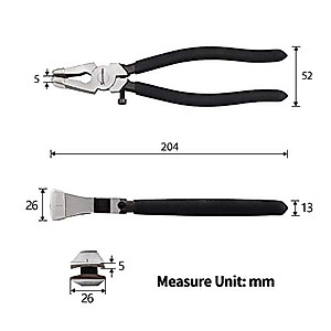SPEEDWOX Glass Running Pliers with Curved Jaws Black Professional Glass Breaking Tool for Stained Glass Work and Key Fob Hardware Install Mosaics Breaking Tool with 2 Pair of Rubber Tips