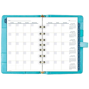 AT-A-GLANCE, Undated, 5-1/2" x 8-1/2", Desk Size, 7-Ring, Faux Leather Fashion, Teal (DR1118-040-42)