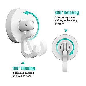 Adhesive Hooks, 8 Packs Ceiling Wall Hanging S Hooks, 360° Rotating, 180° Flip Utility Hangers for Heavy Duty, for Key Hat Plant Towel Waterproof Holder in Bedroom Bathroom Toilet Kitchen