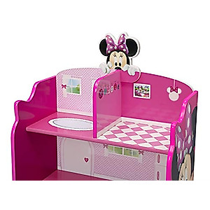 Delta Children Wooden Playhouse 4-Shelf Bookcase for Kids, Minnie Mouse