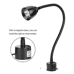CHICIRIS 7W LED Machine Tool Lamp, Metal LED Working Light with Magnetic Base, Flexible Gooseneck Work Lamp, for Reading Lamp, Headboard CNC Punching Machine US Plug