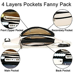 LEDAOU School Backpack for Teen Girls with Fanny Pack Laptop Backpacks 15.6 inch Daypack Women Bookbag School Bag for College Travel (Beige)