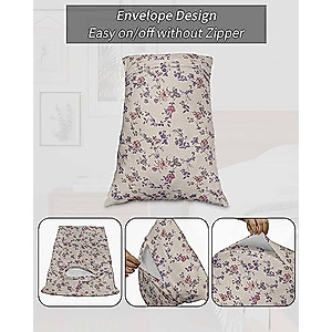 Edwiinsa Spring Floral Pillow Covers Standard Size Set of 2 20x26 Bed Pillow, Farmhouse Rustic Summer Tropical Plant Beige Plush Soft Comfort for Hair/Skin Cooling Pillowcases with Envelop Closure