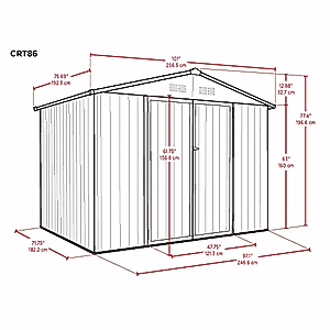 Cover-It 8x6 Metal Outdoor Galvanized Steel Storage Shed with Swinging Double Lockable Doors for Backyard or Patio Storage of Bikes, Grills, Supplies, Tools, Toys, for Lawn, Garden, and Camping, Tan