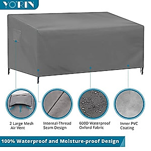 YORIN Outdoor Patio Furniture Covers 600D Heavy Duty 76" x 32.5" x 33" 100% Waterproof Loveseat/3-Seater Couch Cover UV Resistant Outside Couch Sofa Covers with 2 Air Vents, 2 Handles, 4 Buckles