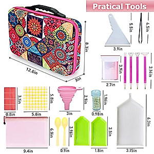 Diamond Painting Storage Containers 60 Slots Big Capacity Diamond Painting Accessories 5D Diamond Painting Tools Set DIY Art Craft Jewelry Beads Rhinestones Organizer (60 Slots, Bohemia)