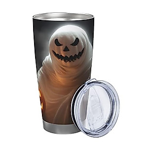NHJKLWQSZ Halloween Witch 20oz Stainless Steel Tumbler With Lid And Straw, Double Wall Vacuum Insulated Coffee Mug Travel Cups Leak-Proof Lid For Hot And Cold Drinks, Metal Straws And Brush