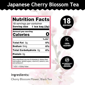 Buddha Teas Japanese Cherry Blossom Tea - OU Kosher, 18 Bleach-Free Tea Bags