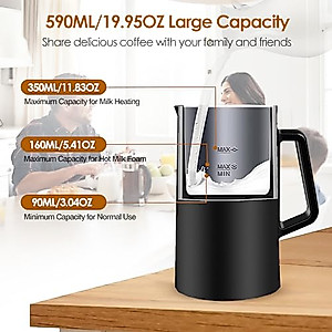 Electric Milk Frother Steamer Milk Foamer 4 in 1 Multifunctional Hot Cold Milk Foam Maker 20oz/390ml Automatic Quiet Milk Warmer Latte Cappuccinos Hot Chocolate (White)